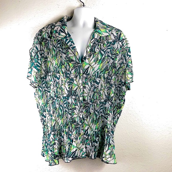 Covington | Tops | Covington Green Blouse Crinkle Plus Size 22w | Poshmark